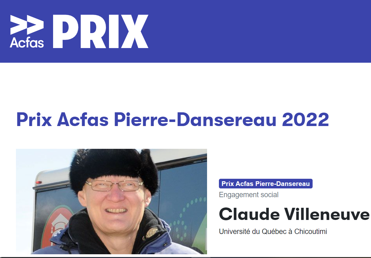 Le prix Acfas Pierre-Dansereau 2022 décerné à M. Claude Villeneuve ...